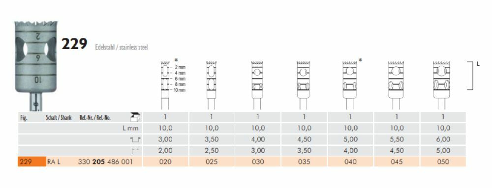 Kirurgiborr Trephine 229/030 W 1 x 1 st — SE1